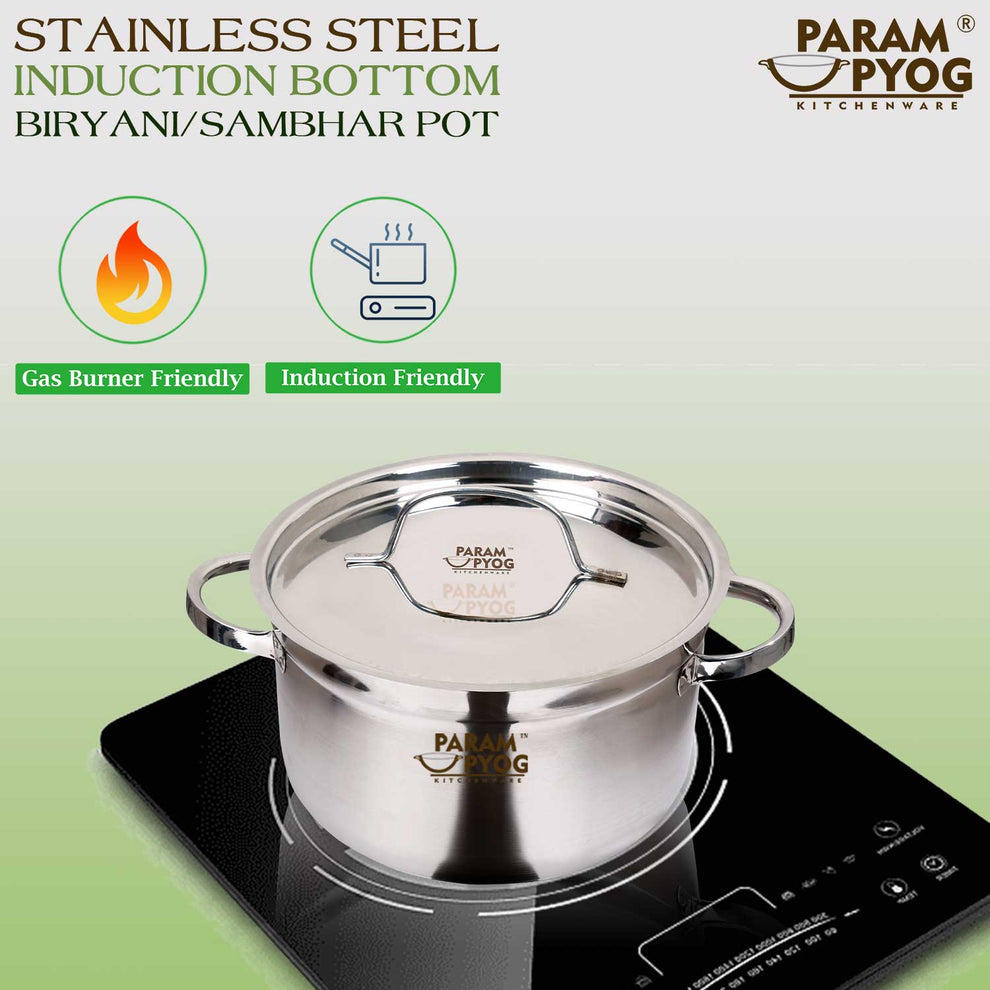 Best Stainless Steel Biryani/Sambar/Sauce Pot with Lid – Param Upyog